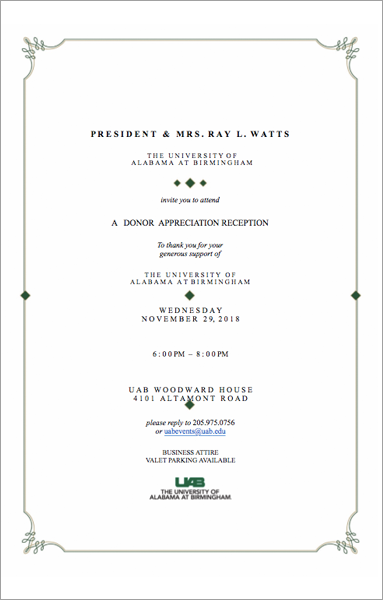 Invitation Templates - Advancement | UAB
