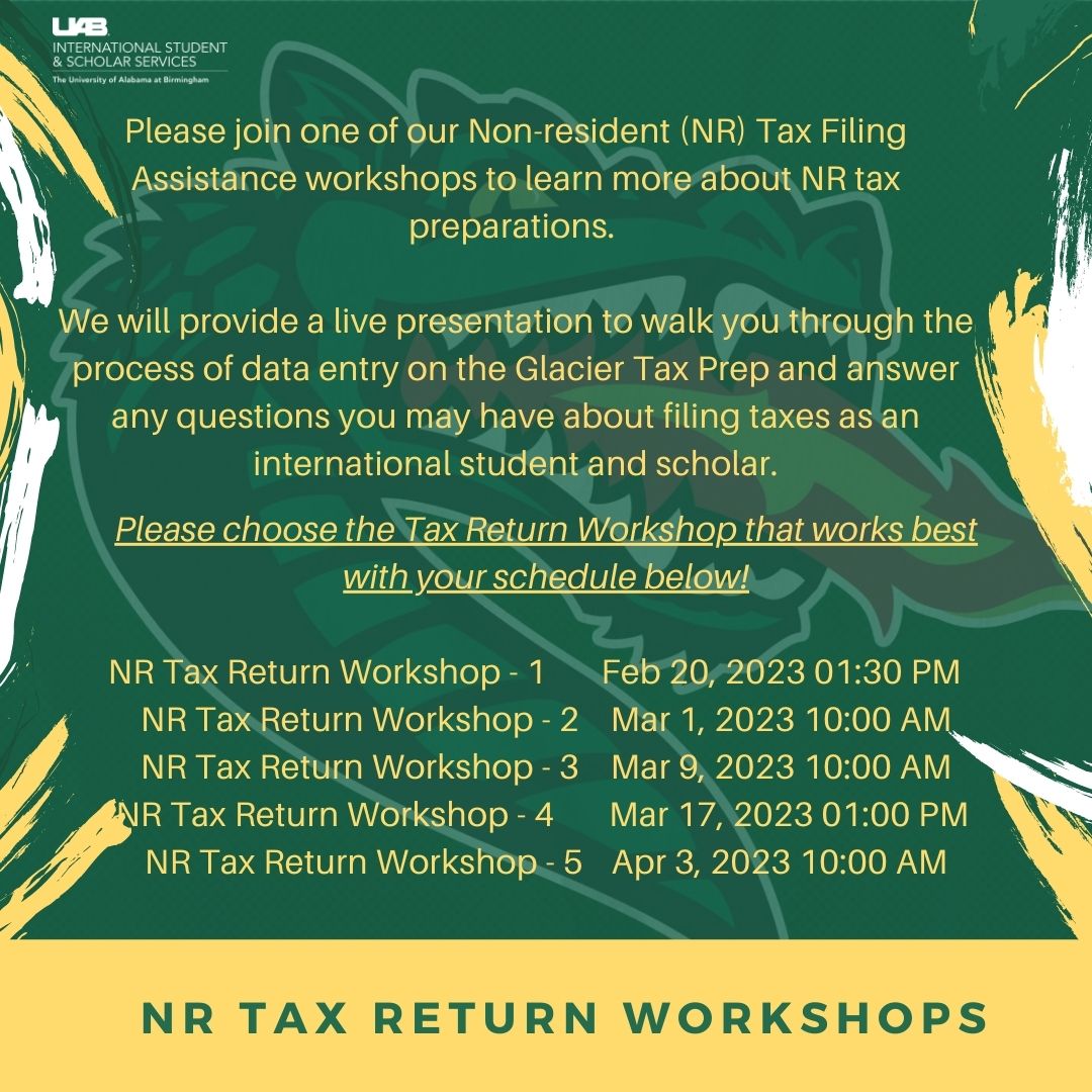 Tax Returns & Tax Workshops - Office of Global Engagement | UAB