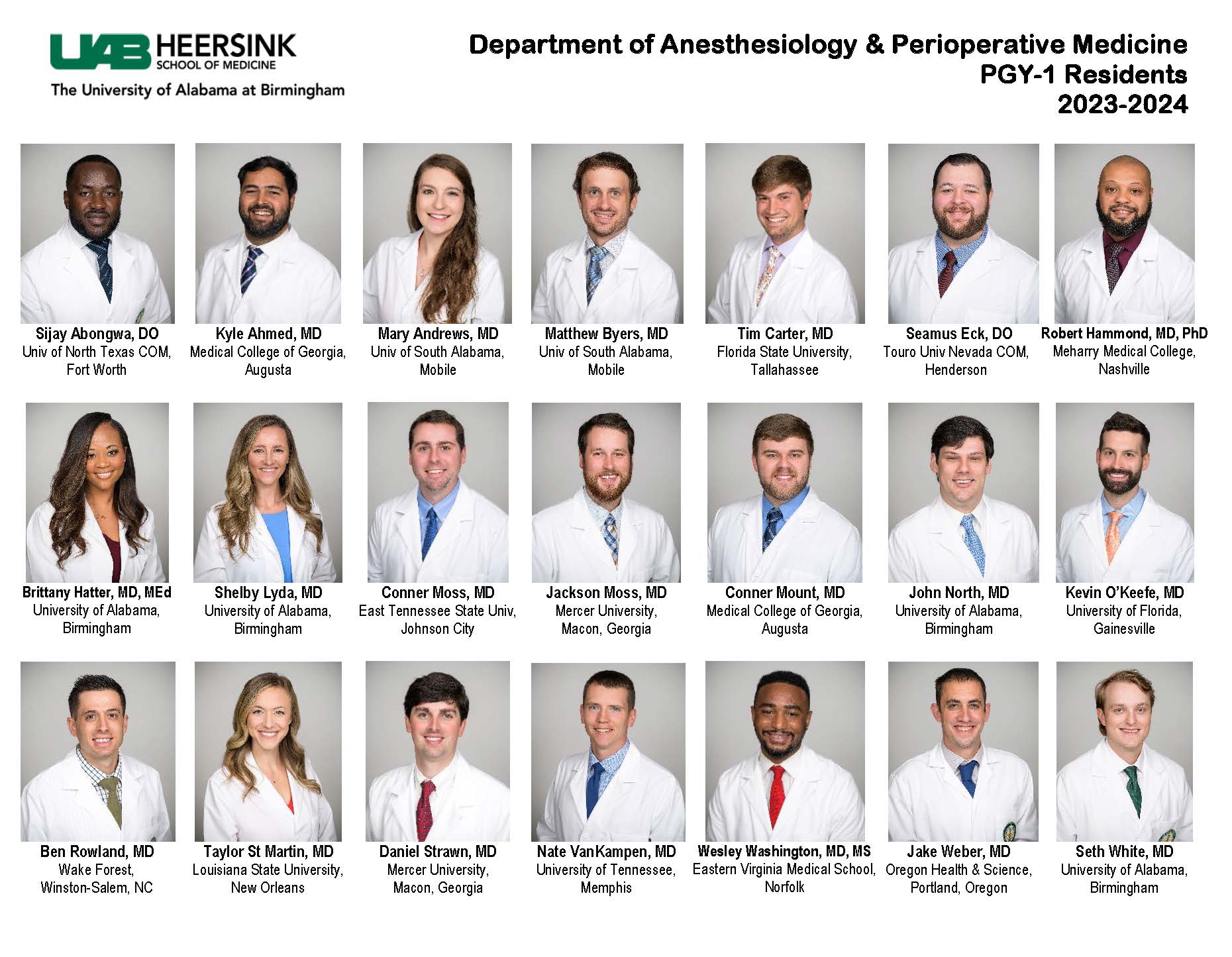 Our Residents - Anesthesiology and Perioperative Medicine