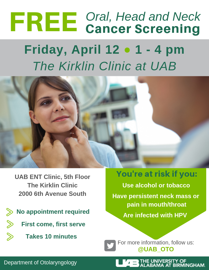 FREE Oral, Head and Neck Cancer Screening - The University of Alabama ...