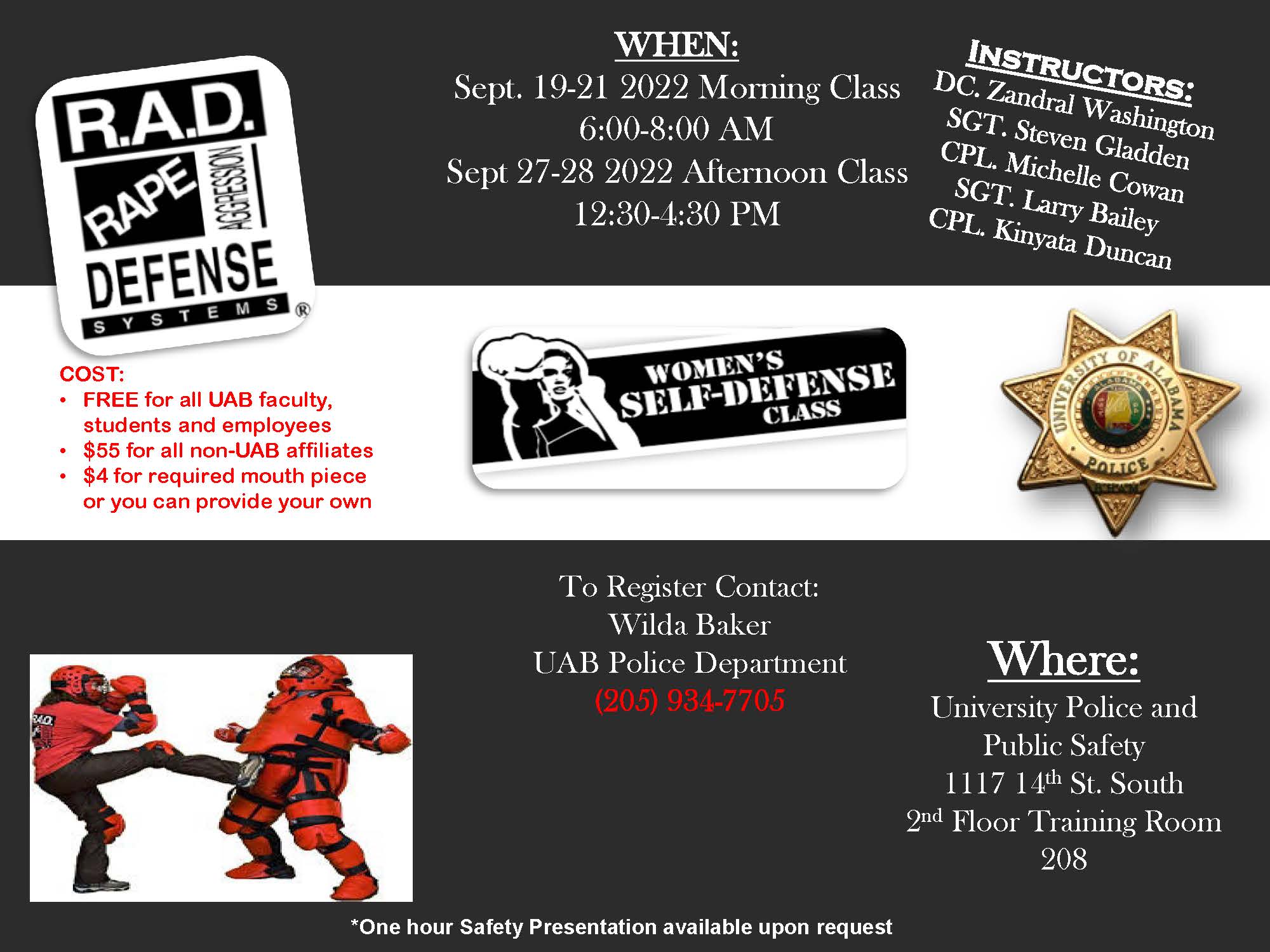 Rape Aggression Defense Training Program - Police and Public Safety | UAB