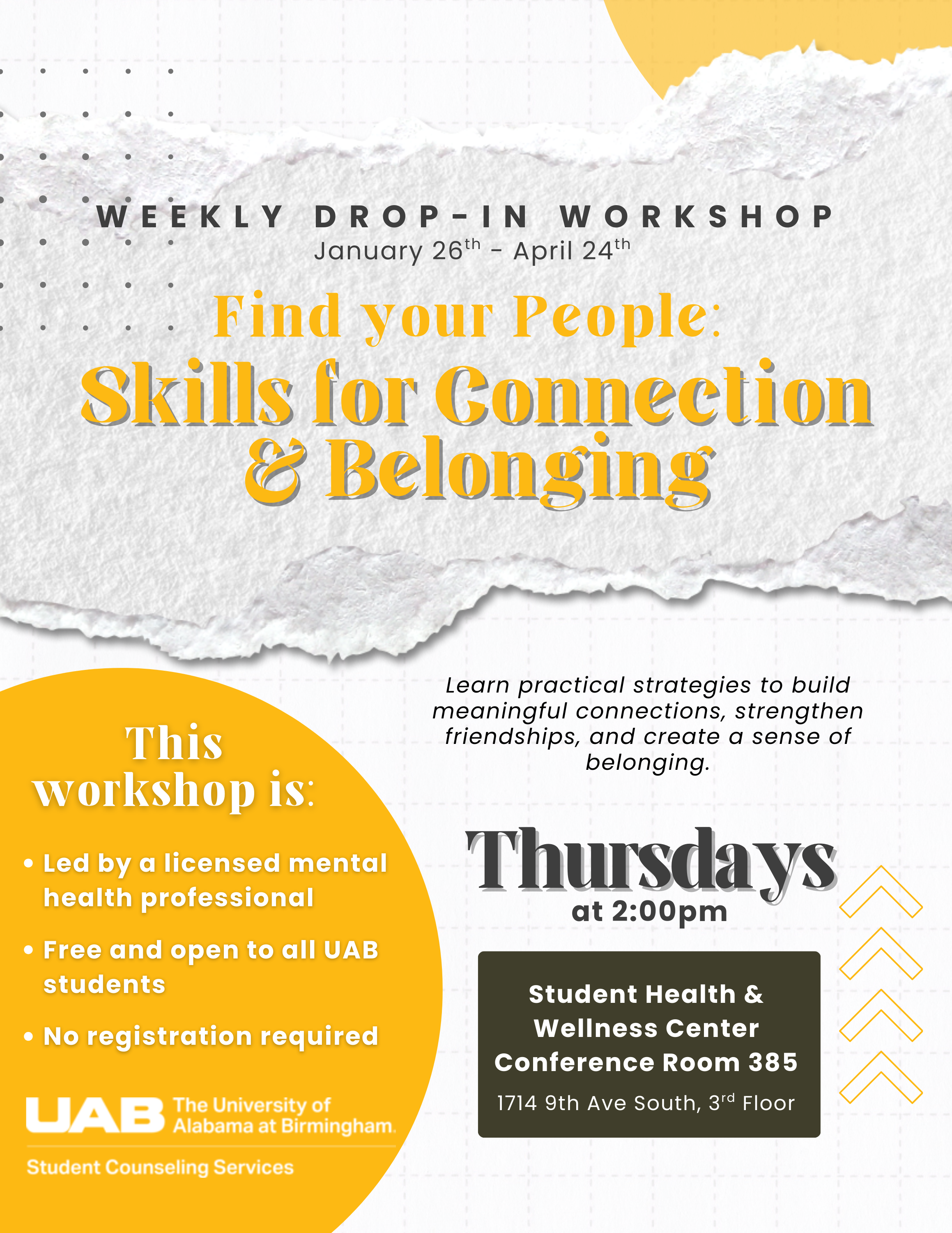 Weekly Mental Health Skills Workshops | Student Counseling Services